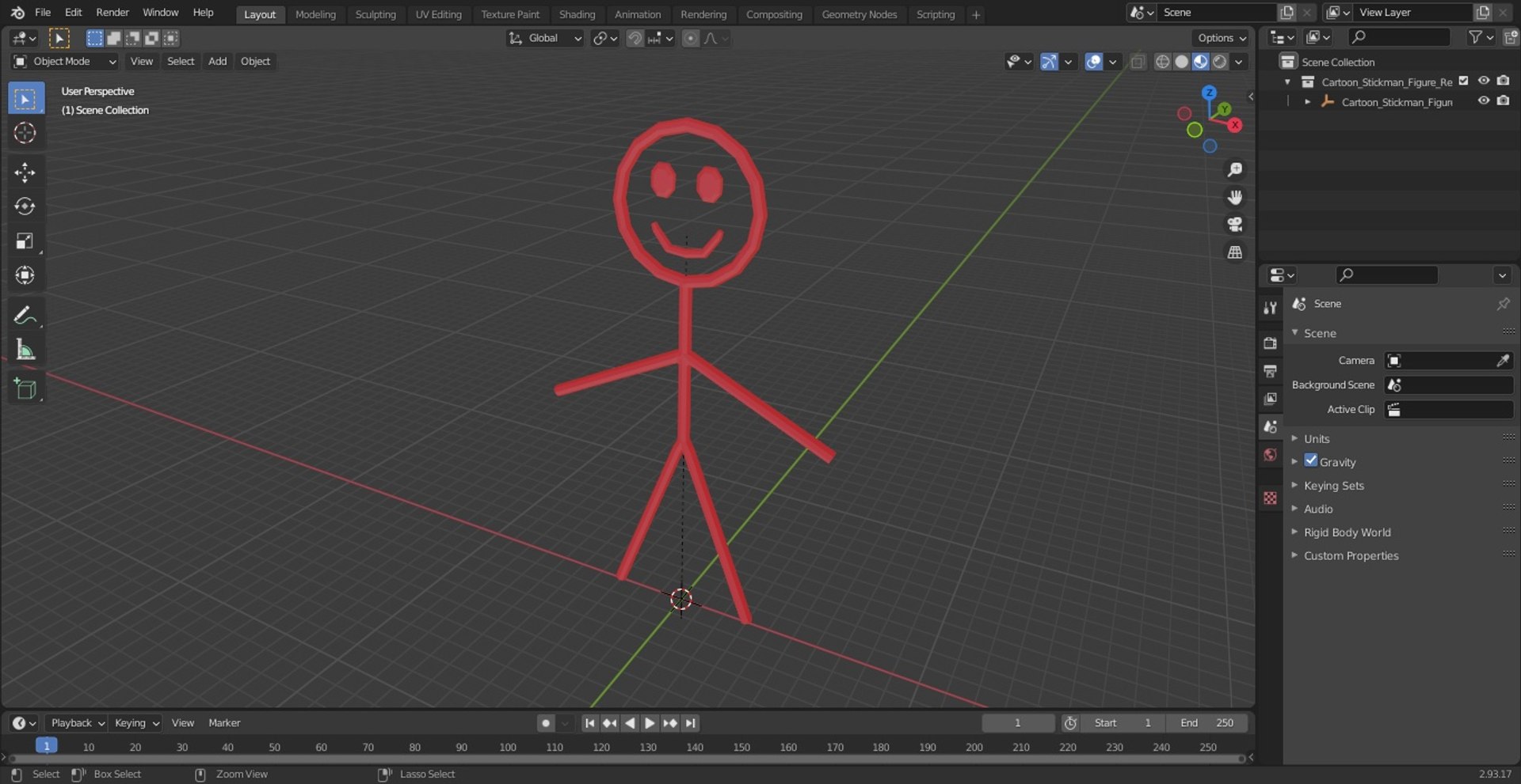 3D Model Cartoon Stickman Figure Red - TurboSquid 2076126