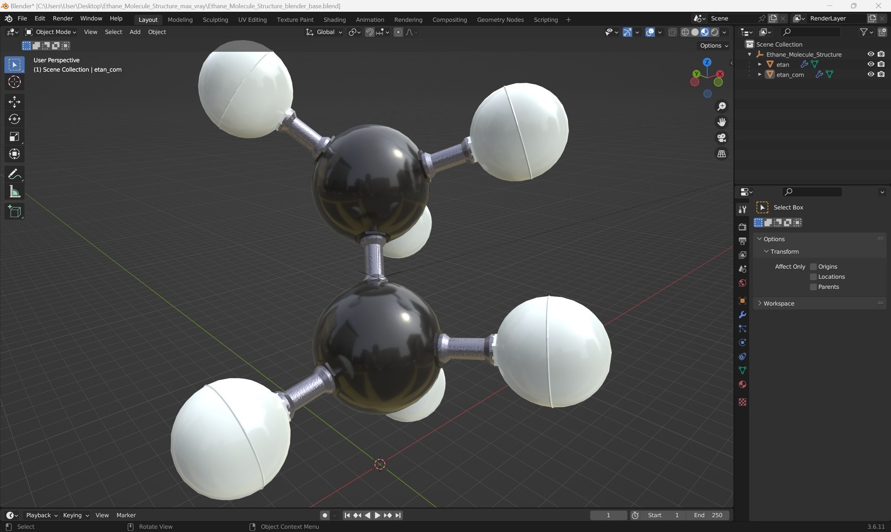 Ethane Molecule Structure Model - TurboSquid 2390541