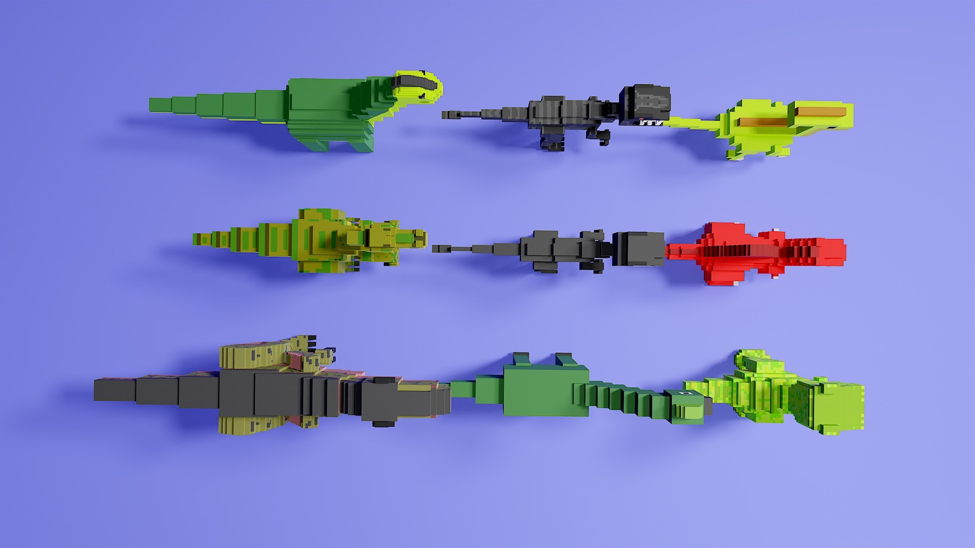 3D Dino Voxel Art Pack 3d Model Model - TurboSquid 2182458