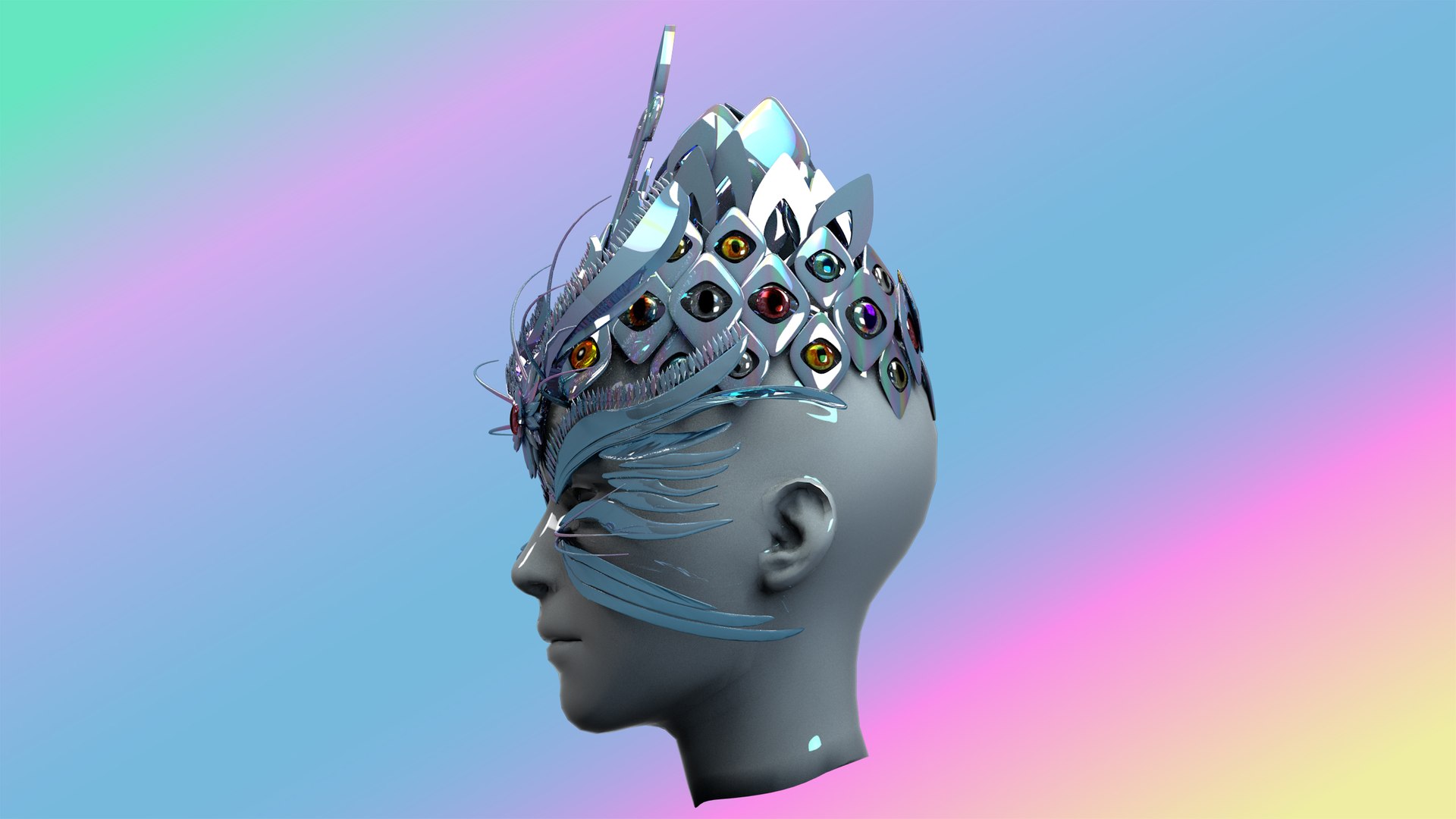 3D Eyes Feathers Mask - TurboSquid 1557333