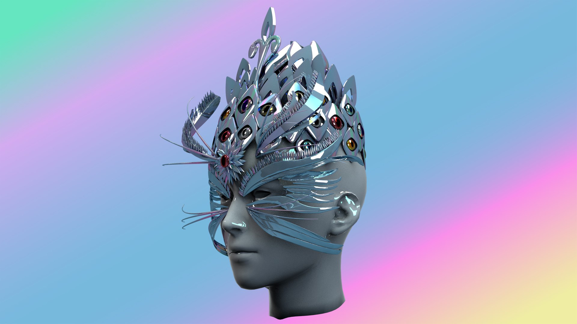 3D Eyes Feathers Mask - TurboSquid 1557333
