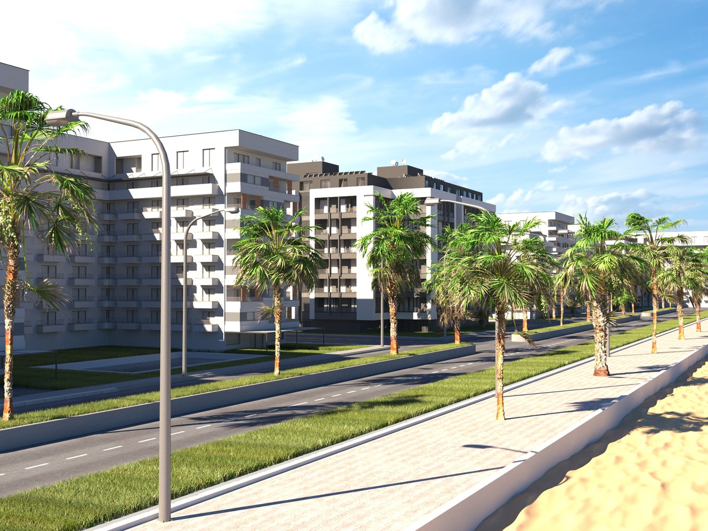 3D Model Beach Hotels Complex - TurboSquid 1769308