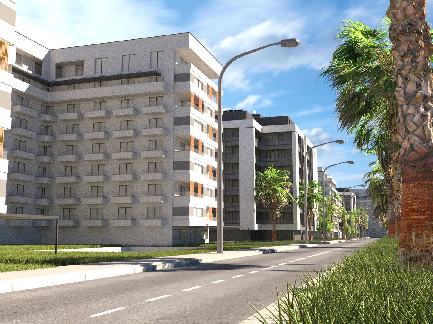 3D Model Beach Hotels Complex - TurboSquid 1769308