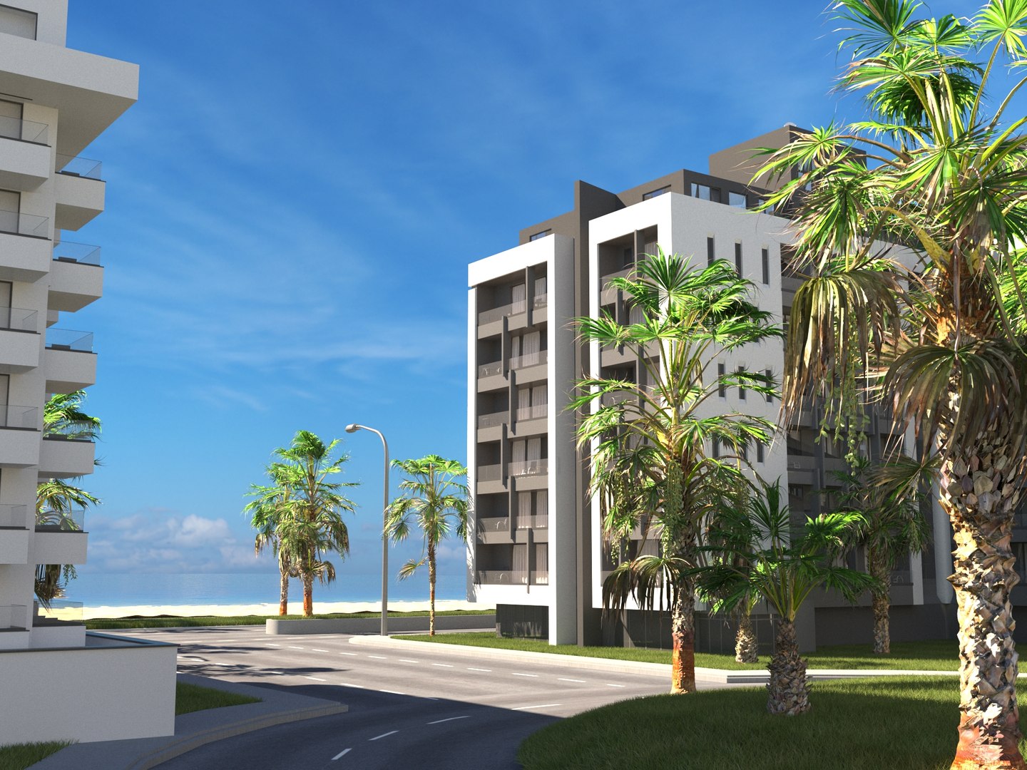 3D Model Beach Hotels Complex - TurboSquid 1769308