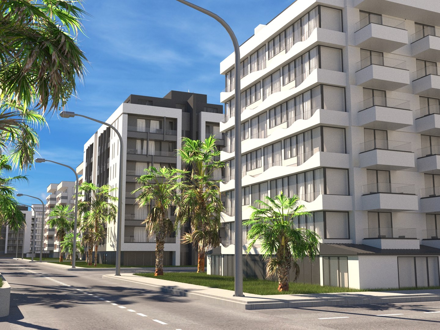 3D Model Beach Hotels Complex - TurboSquid 1769308