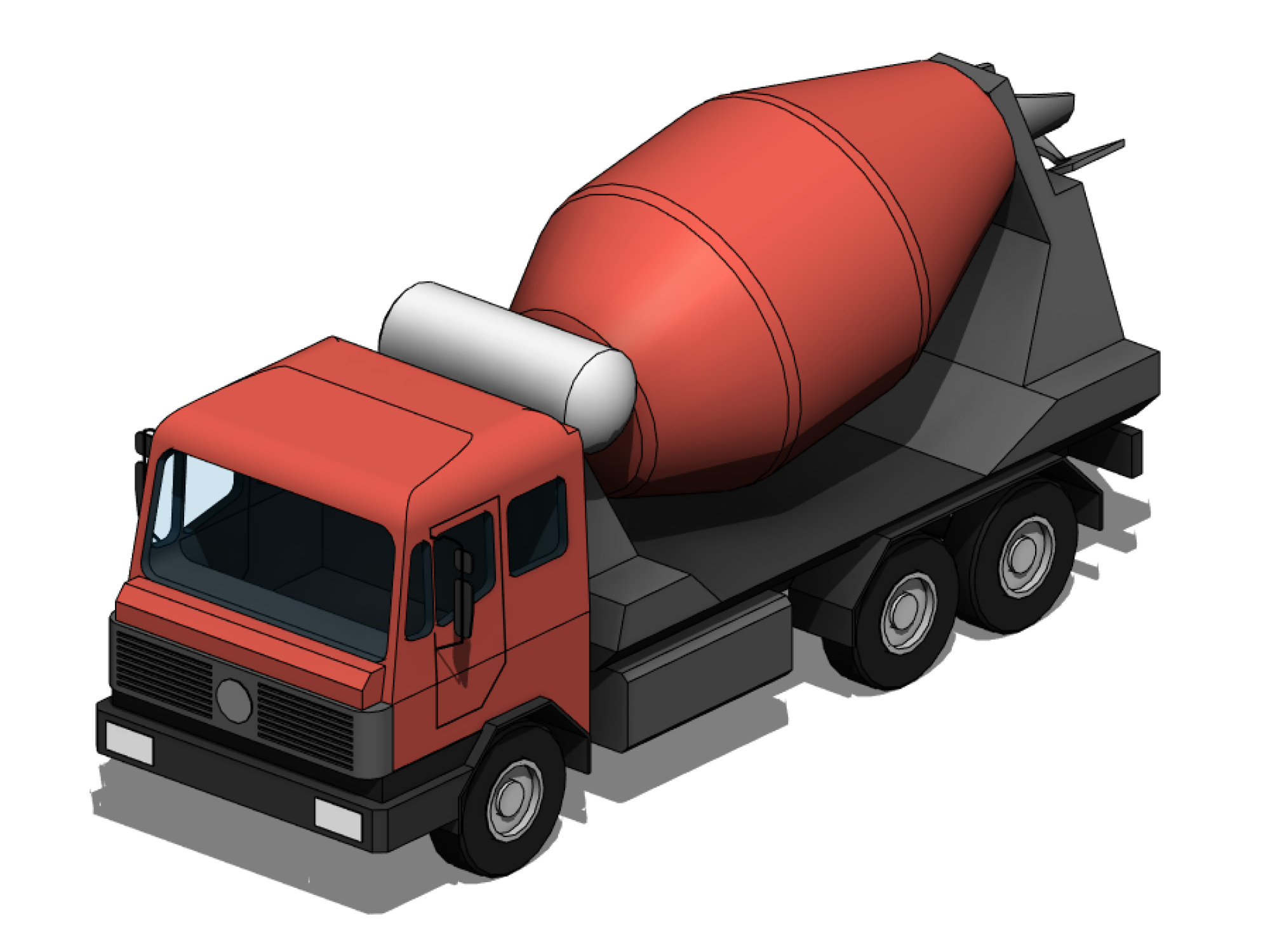 3D Parametric Concrete Mixer Truck - Revit Family - TurboSquid 1820266