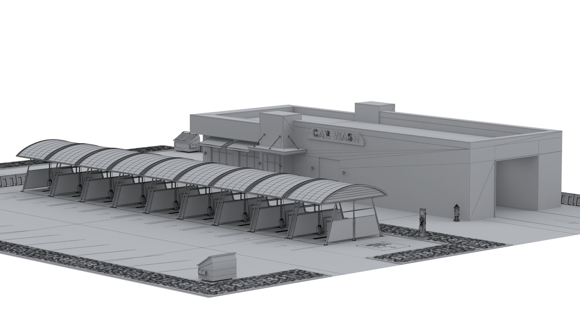 Detailed Car Wash Building 3D Model - TurboSquid 2280311