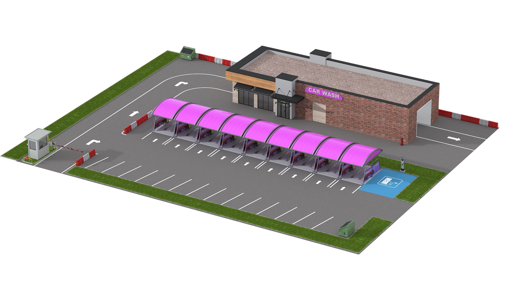 Detailed Car Wash Building 3D Model - TurboSquid 2280311