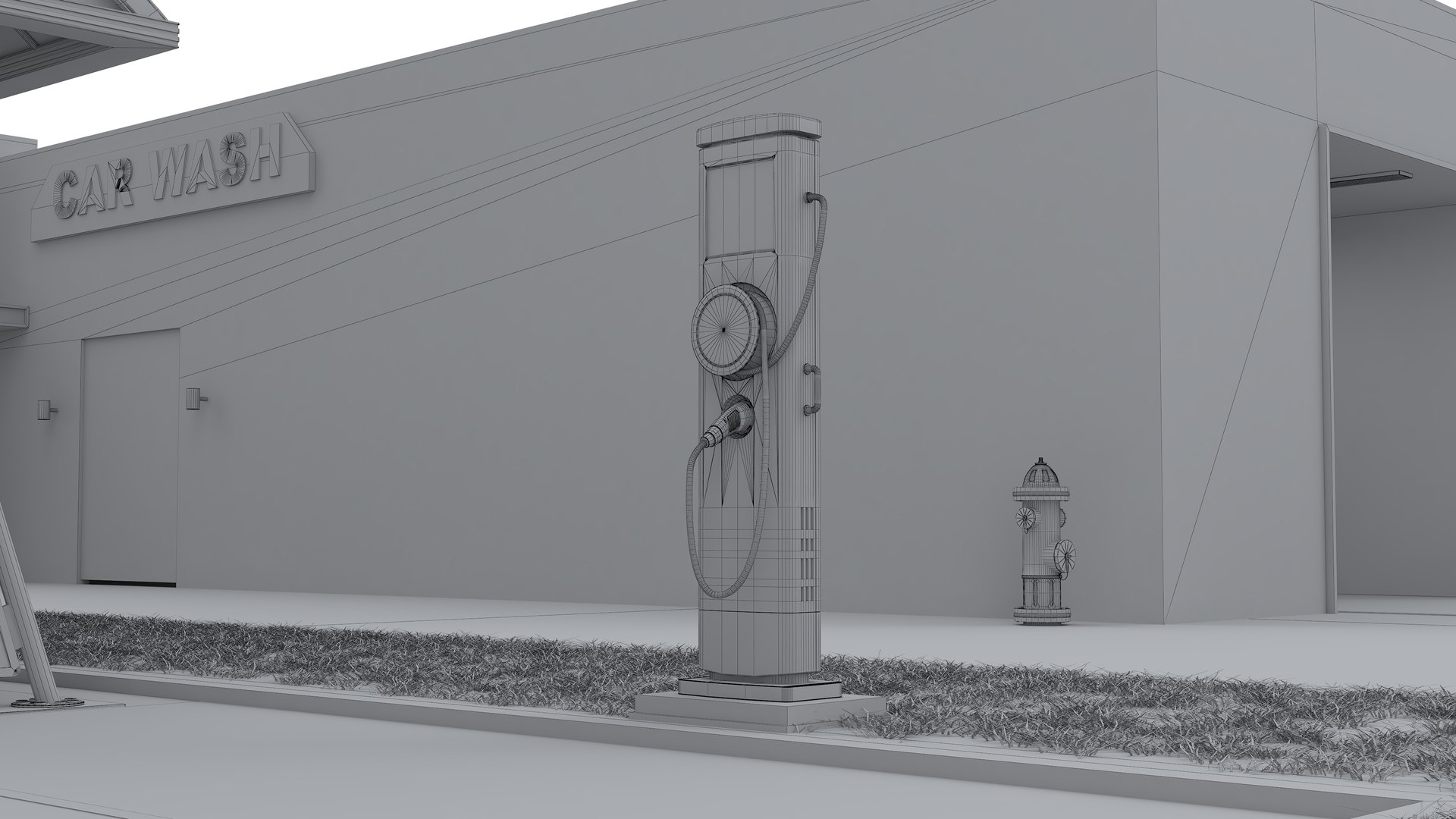 Detailed Car Wash Building 3D Model - TurboSquid 2280311