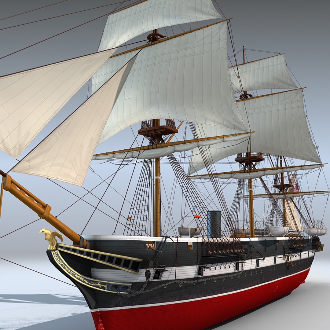 3d sail steam frigate