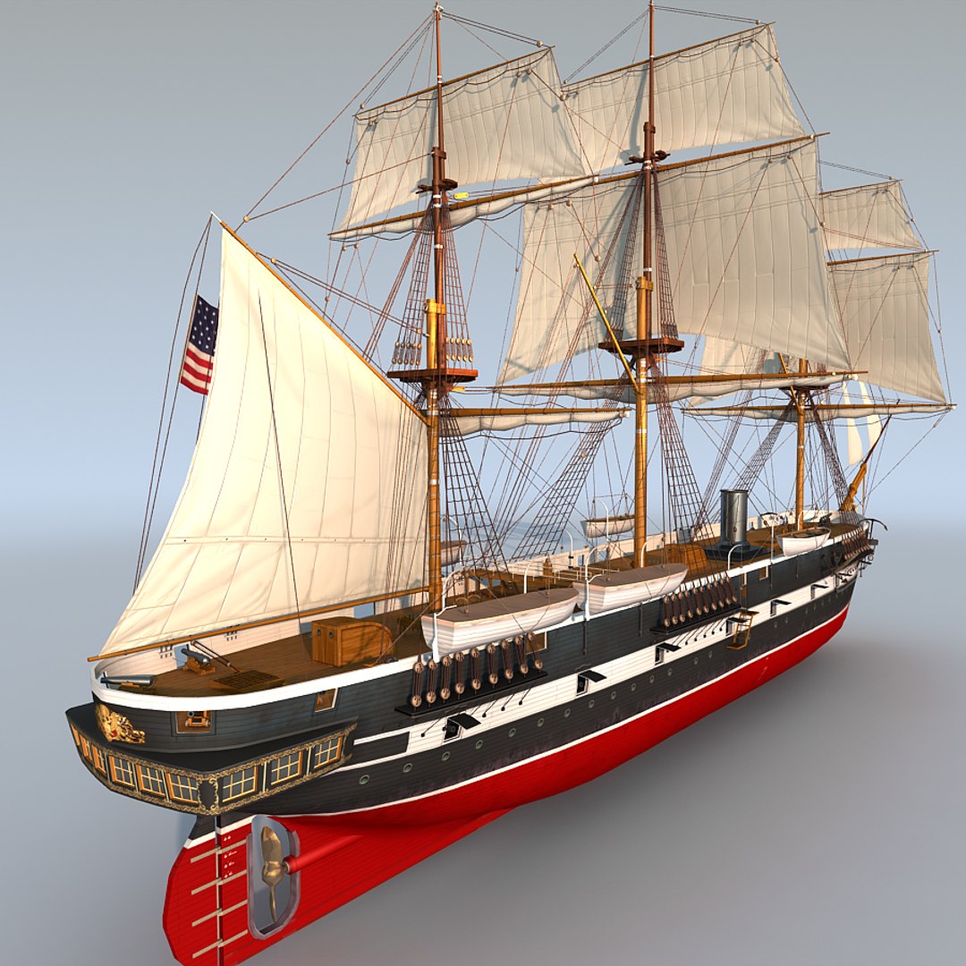 3d sail steam frigate