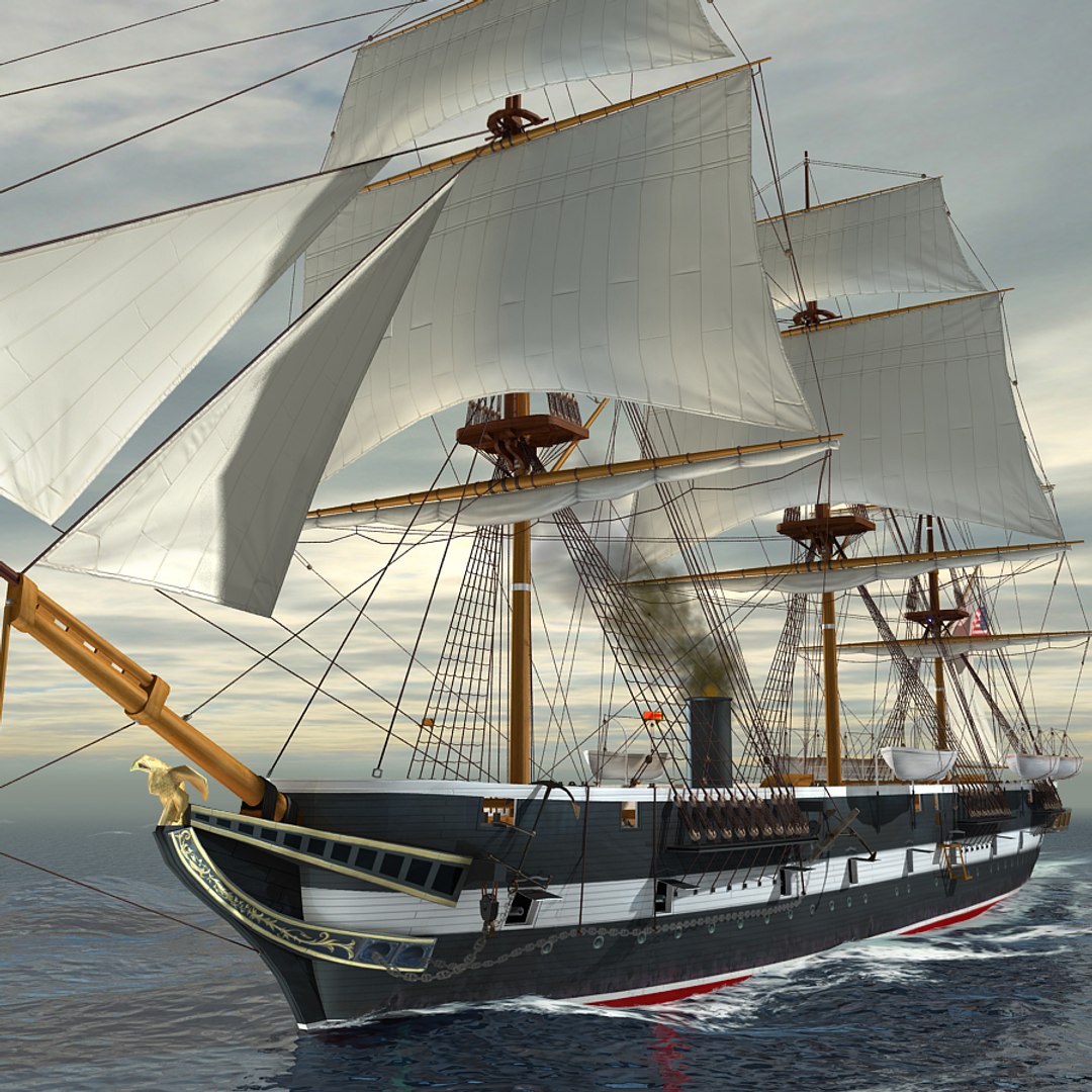 3d sail steam frigate