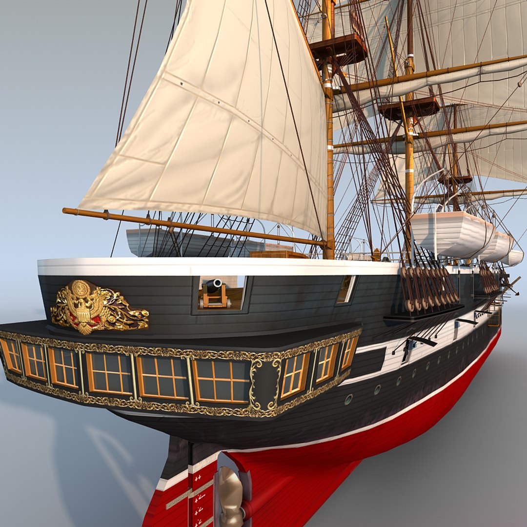 3d sail steam frigate