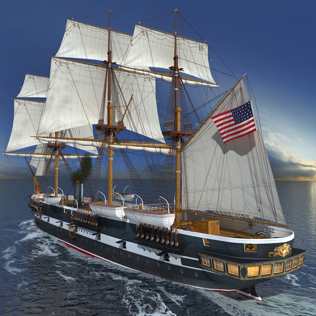 3d sail steam frigate