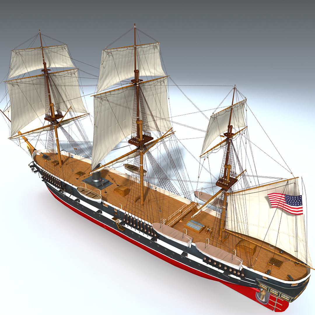 3d sail steam frigate