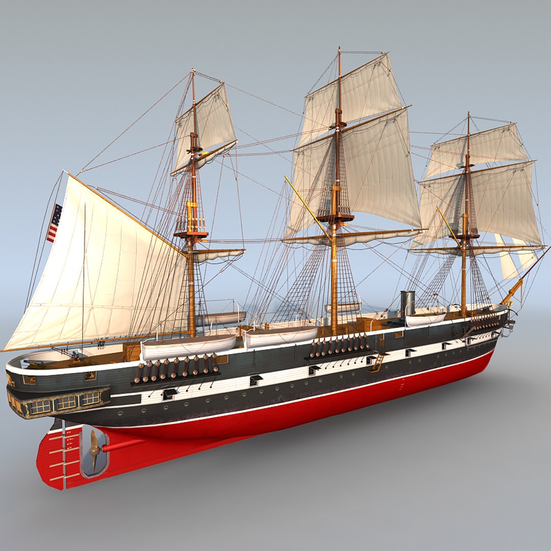3d sail steam frigate