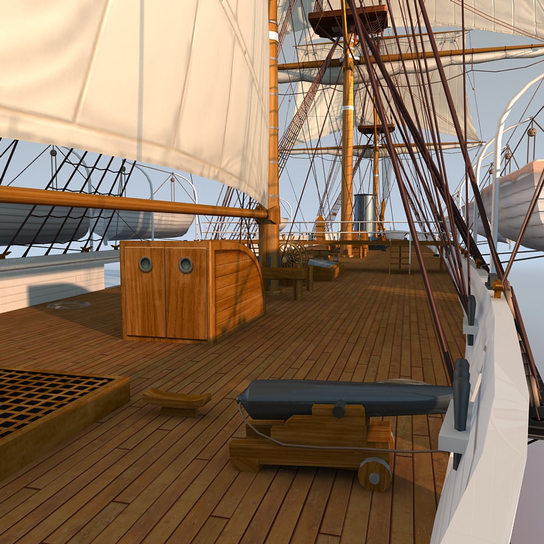 3d sail steam frigate