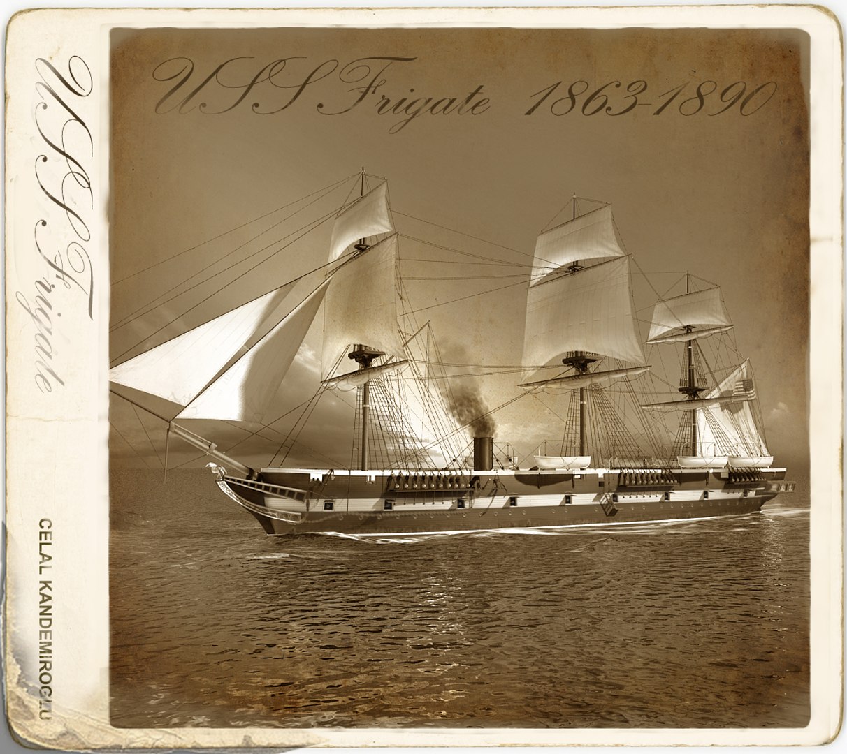 3d sail steam frigate