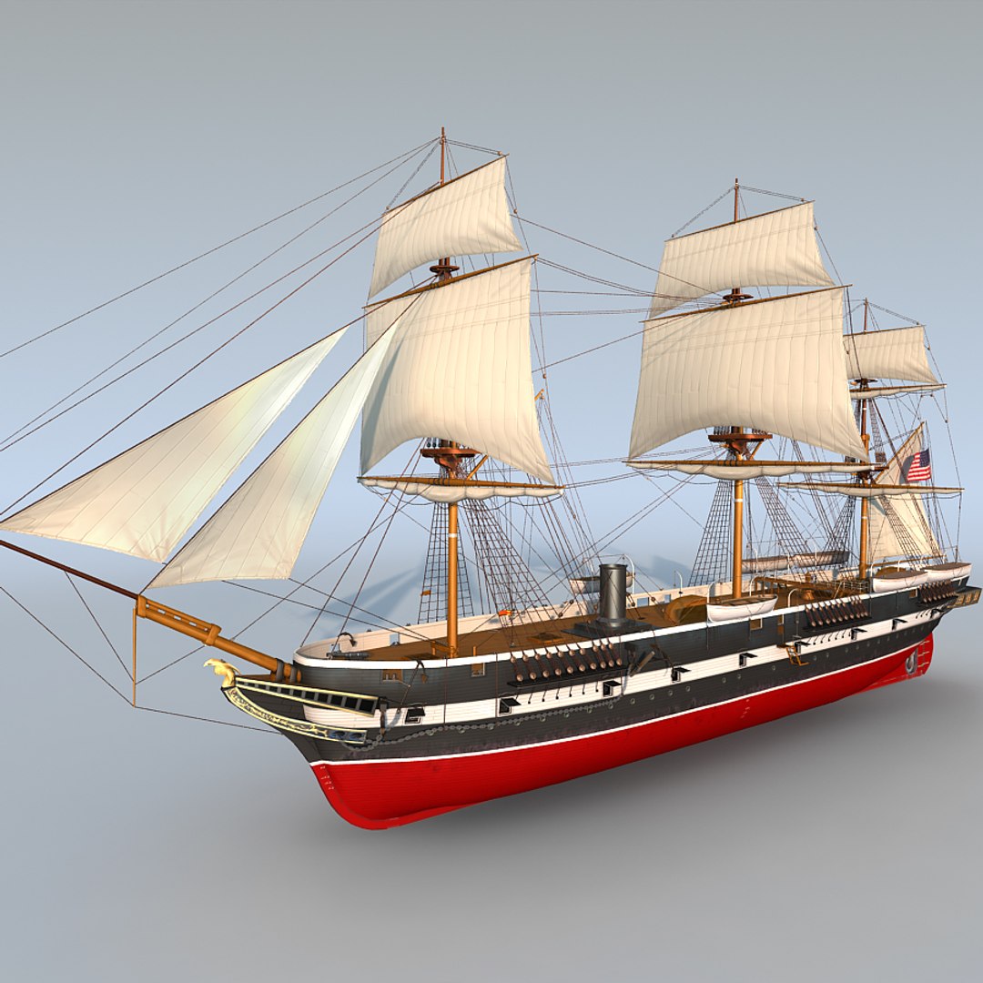 3d sail steam frigate