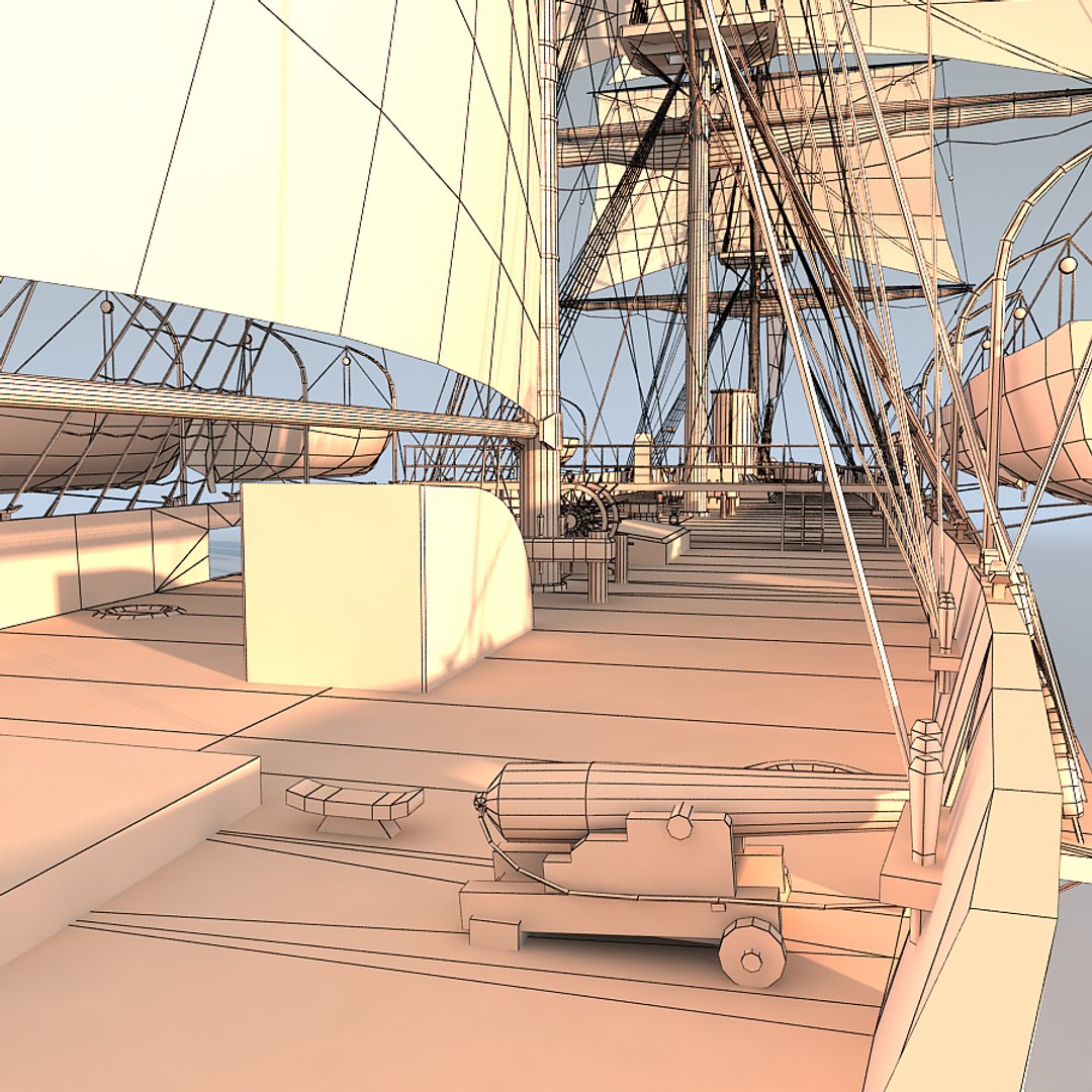 3d sail steam frigate