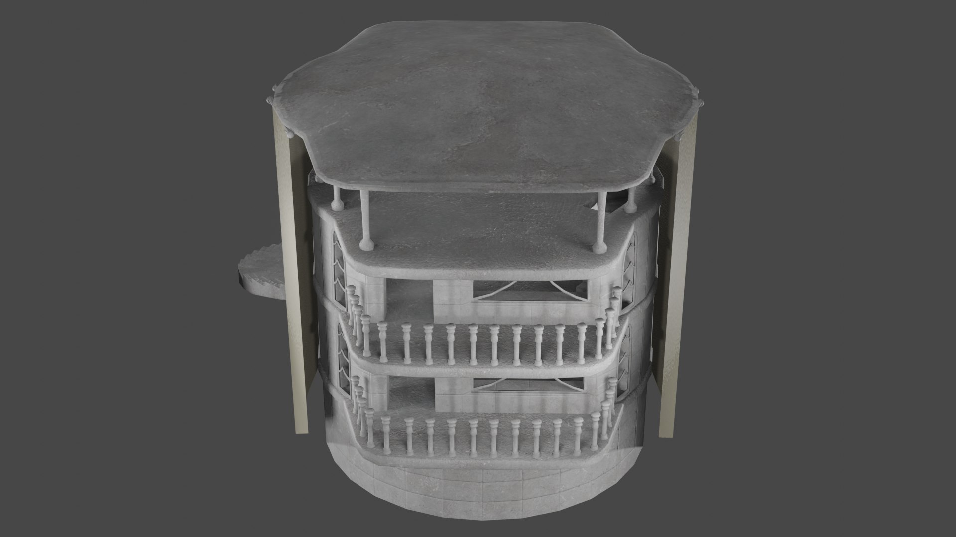 Stone House With Stairs Low-poly 3D Model - TurboSquid 2041637
