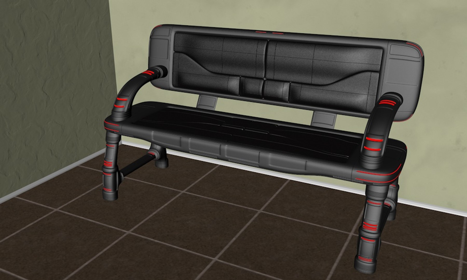 3d bench sci-fi furniture