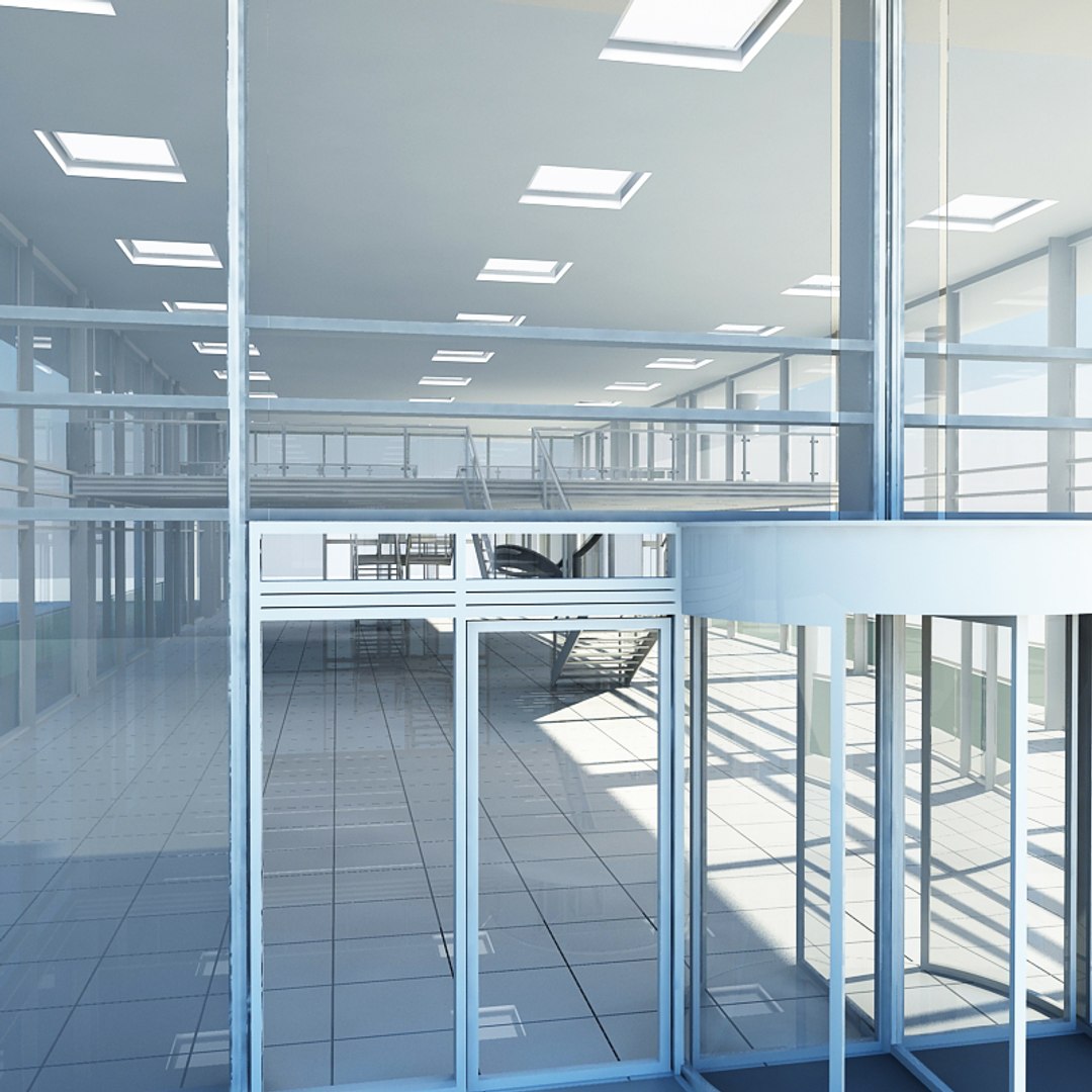 3d Interior Glass Building Model