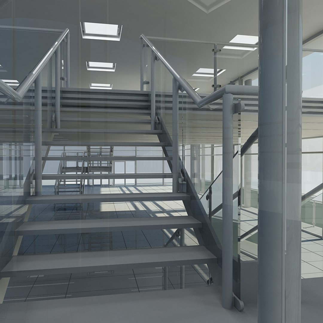 3d Interior Glass Building Model