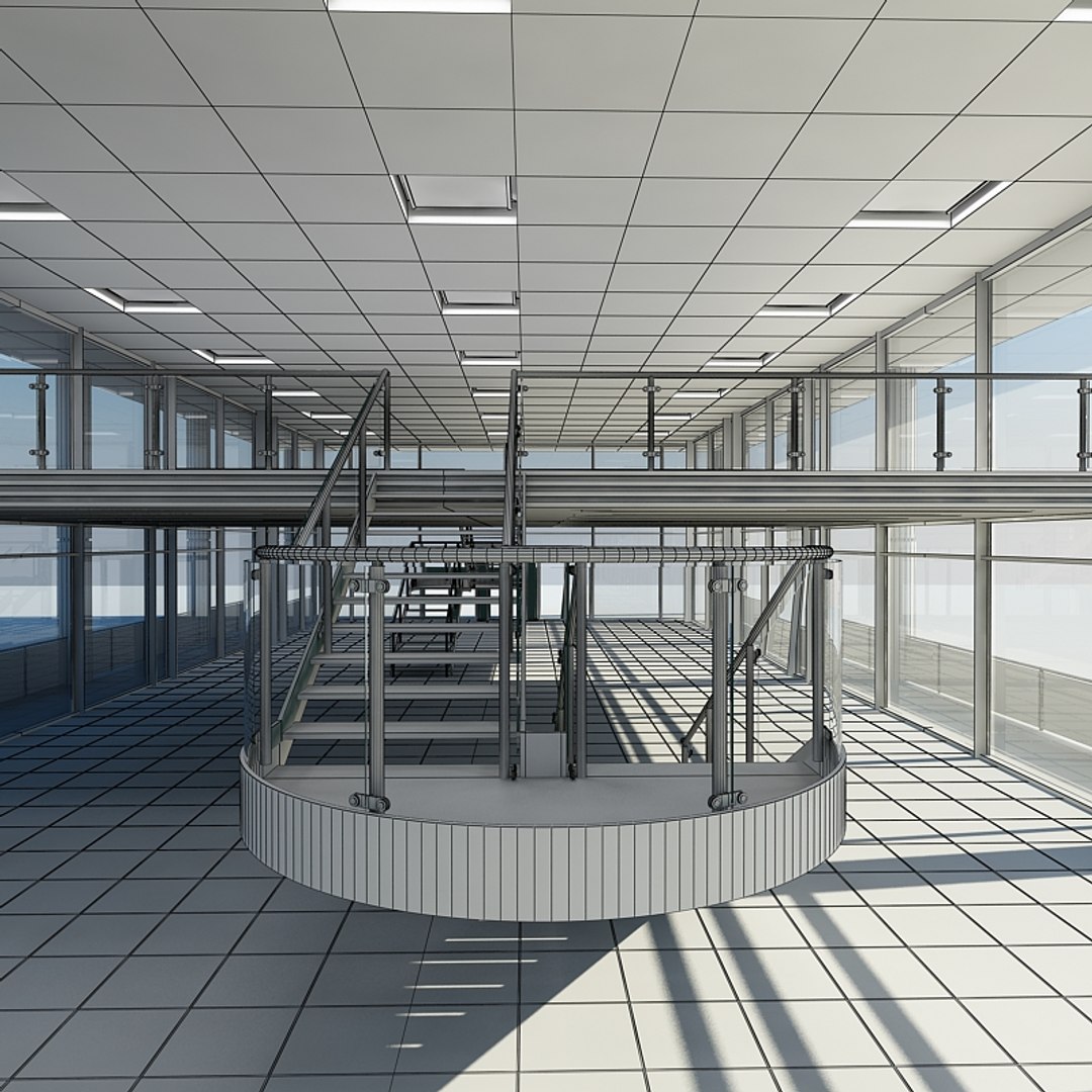 3d Interior Glass Building Model