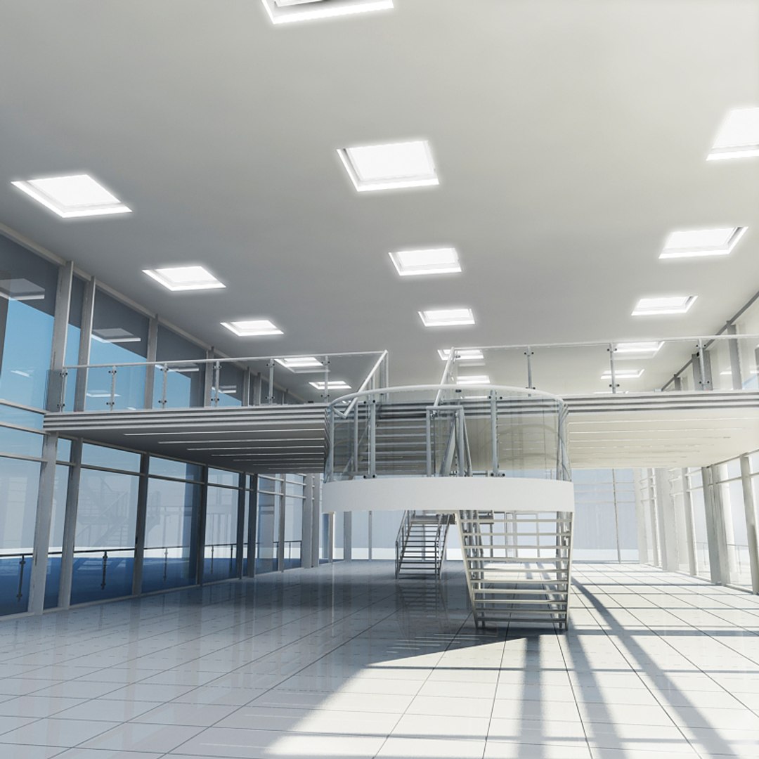 3d Interior Glass Building Model
