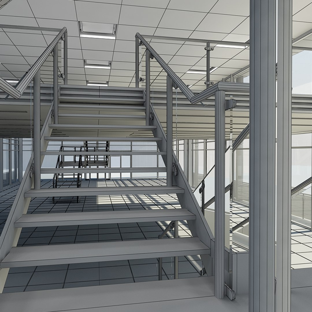 3d interior glass building model