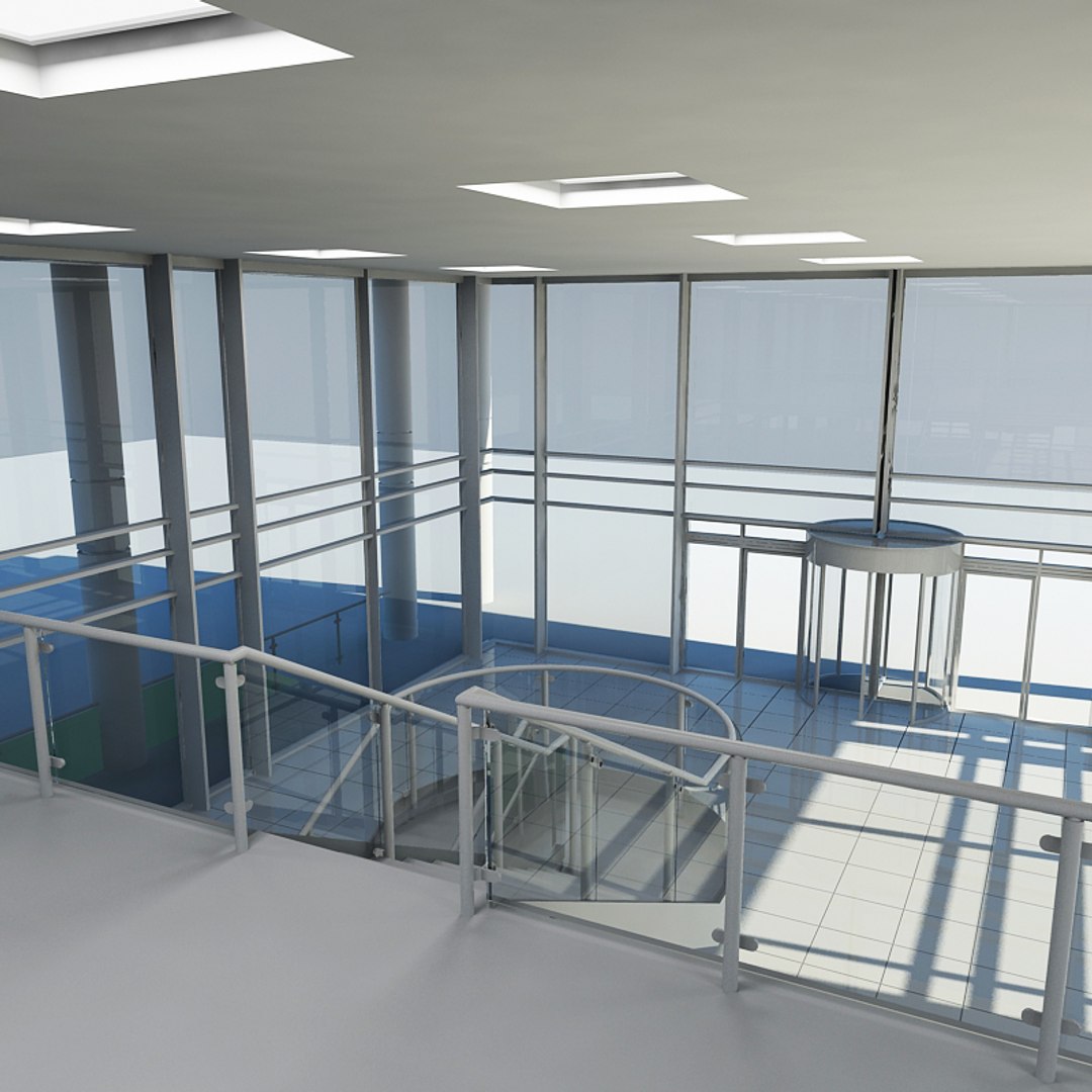 3d Interior Glass Building Model