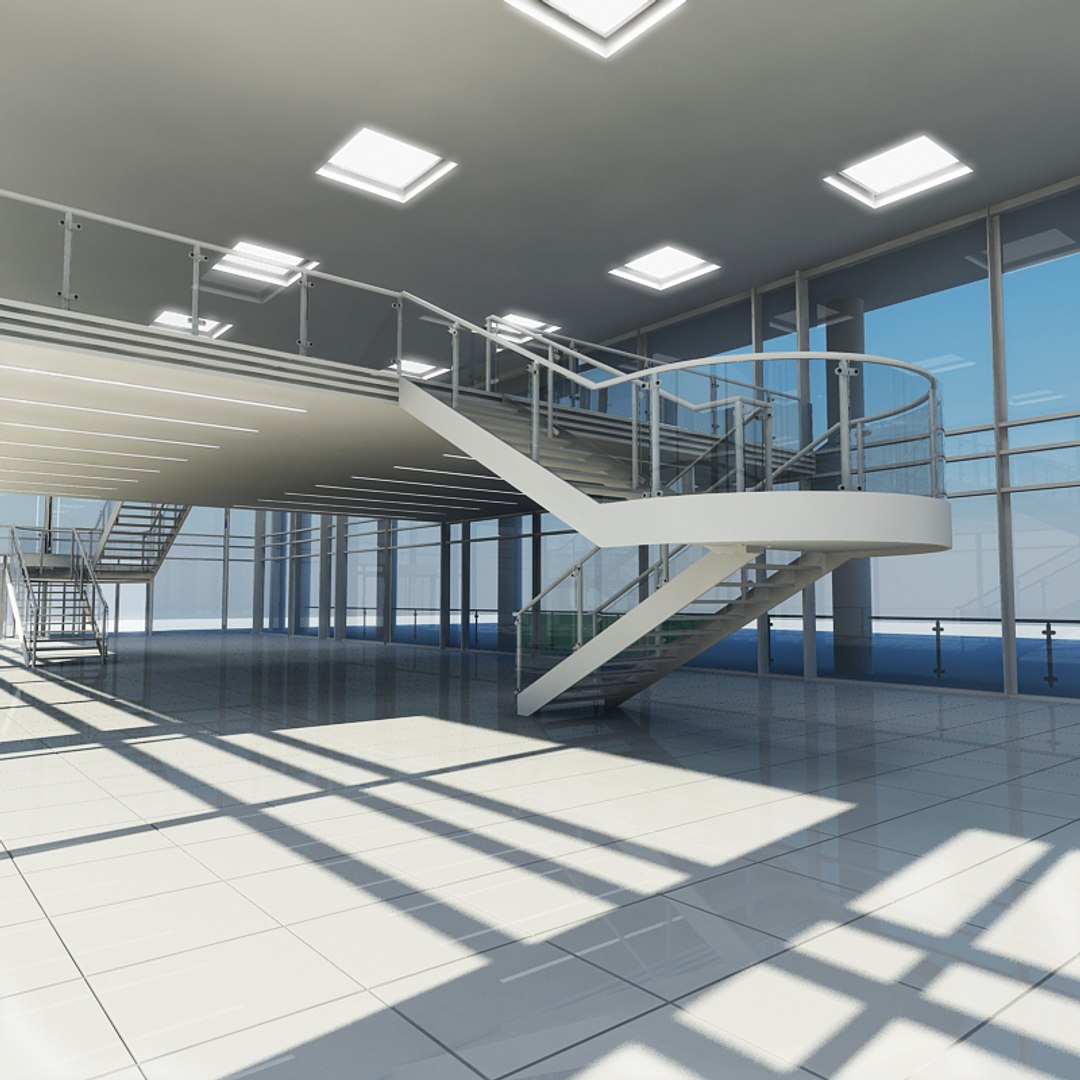 3d Interior Glass Building Model