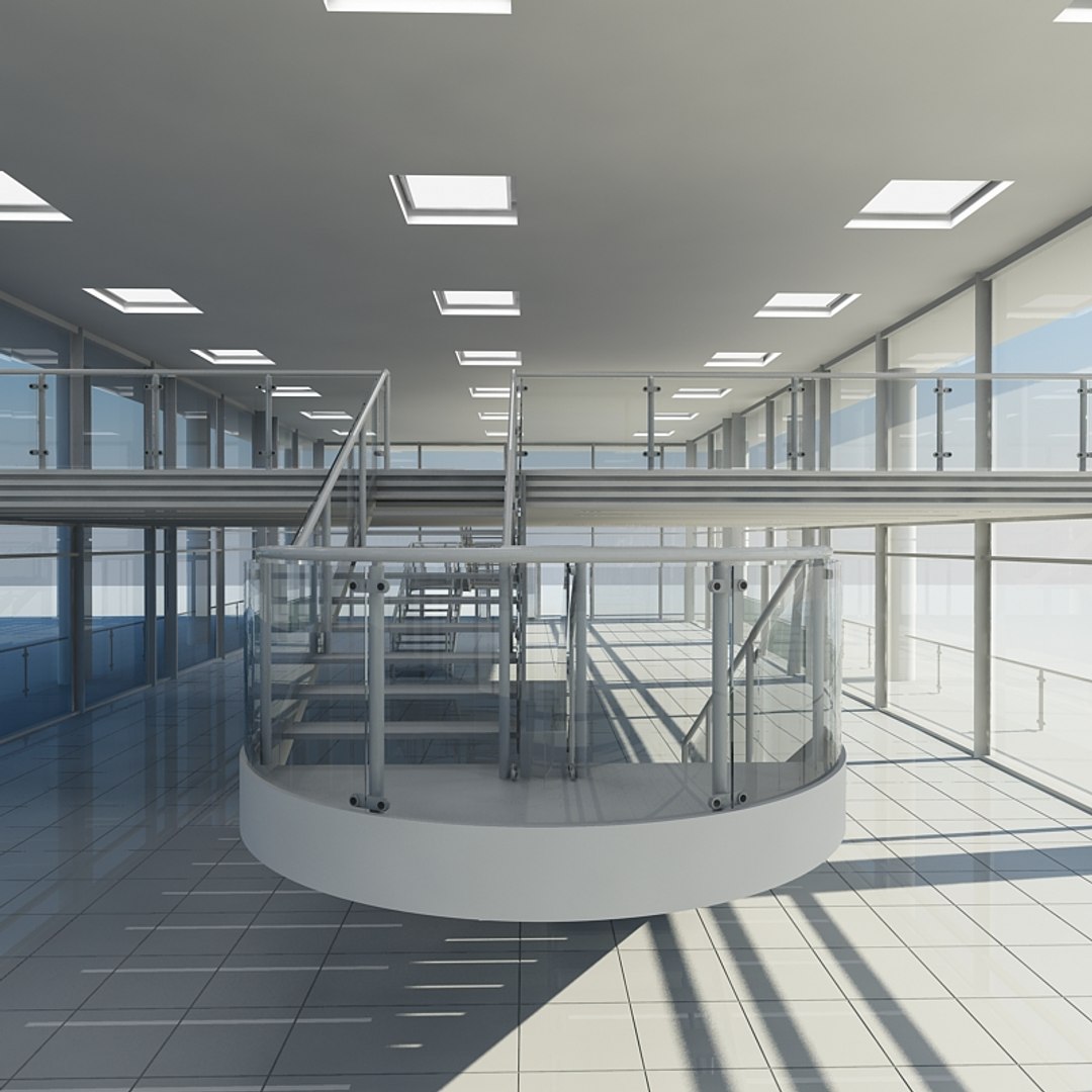 3d Interior Glass Building Model