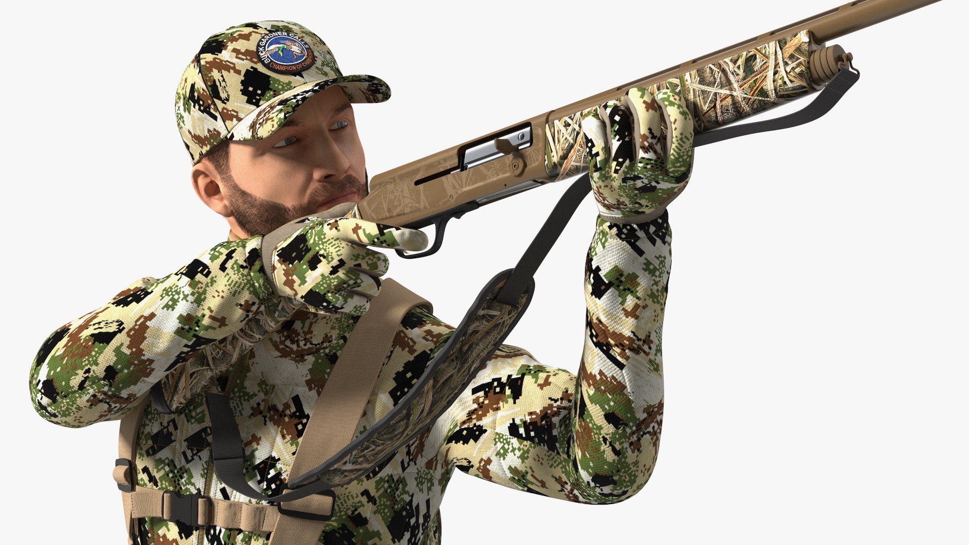 3D Shooting Hunter Man With Gun In Forest Camo Fur Model - TurboSquid ...