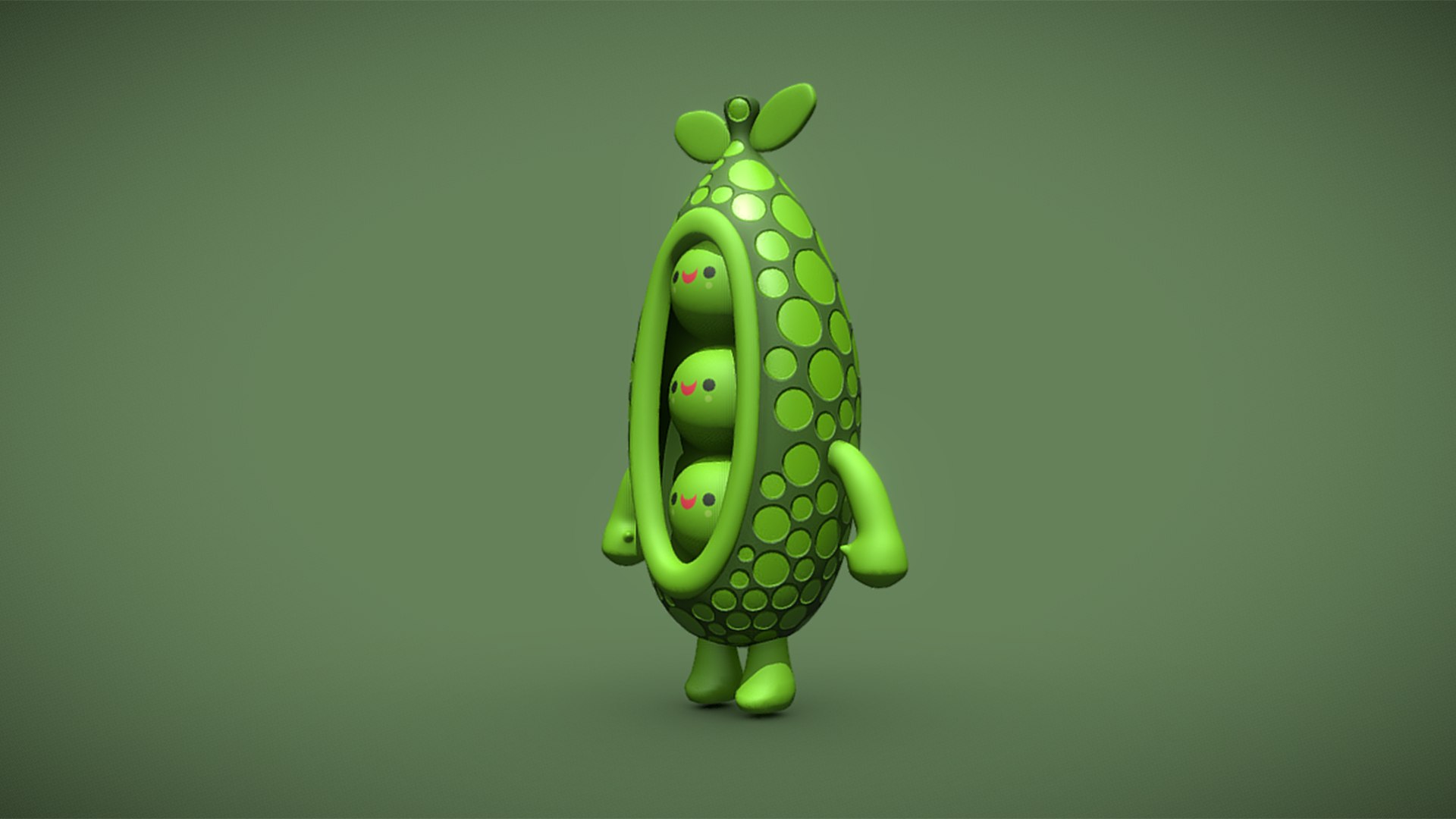3D Cartoon Character - Glorious Pea Model - TurboSquid 2168427