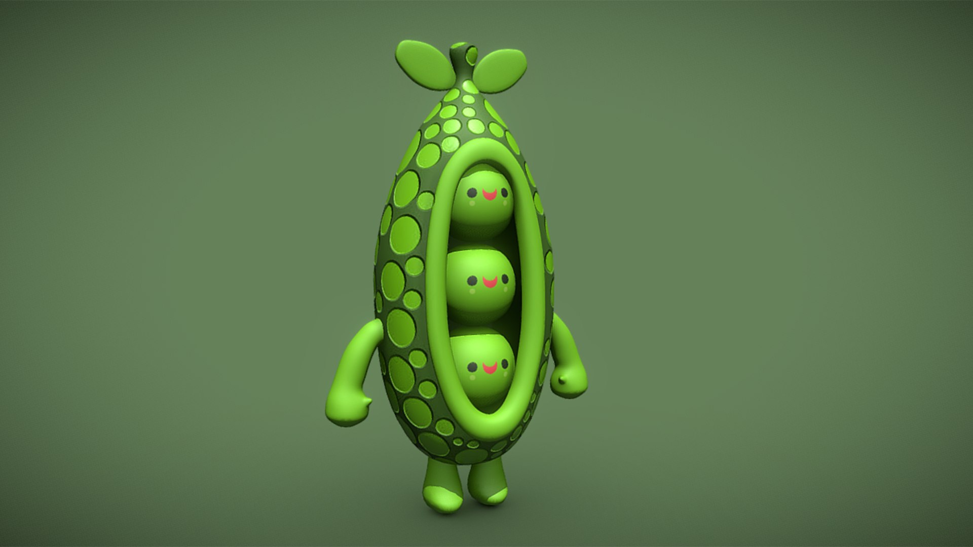 3D Cartoon Character - Glorious Pea Model - TurboSquid 2168427