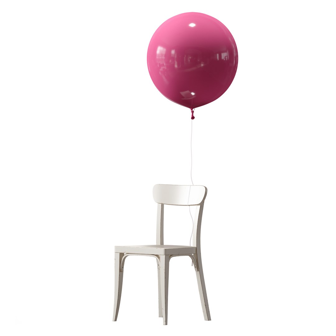 White Wooden Chair With Balloon 3D Model - TurboSquid 2166424