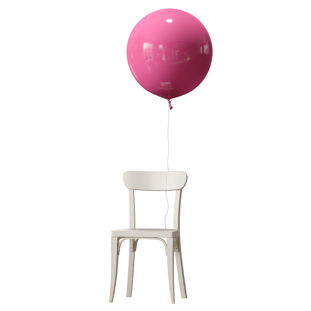 White Wooden Chair With Balloon 3D Model - TurboSquid 2166424