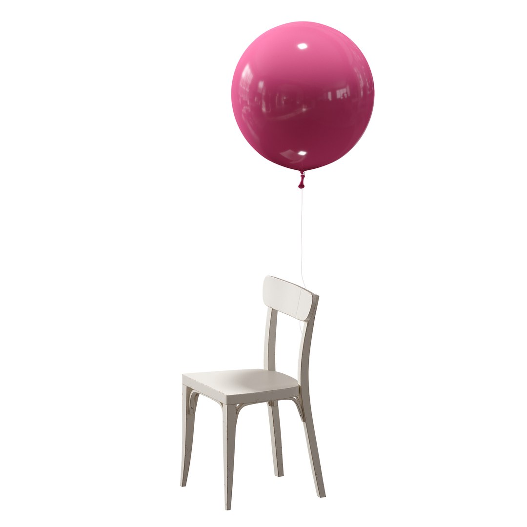 White Wooden Chair With Balloon 3D Model - TurboSquid 2166424
