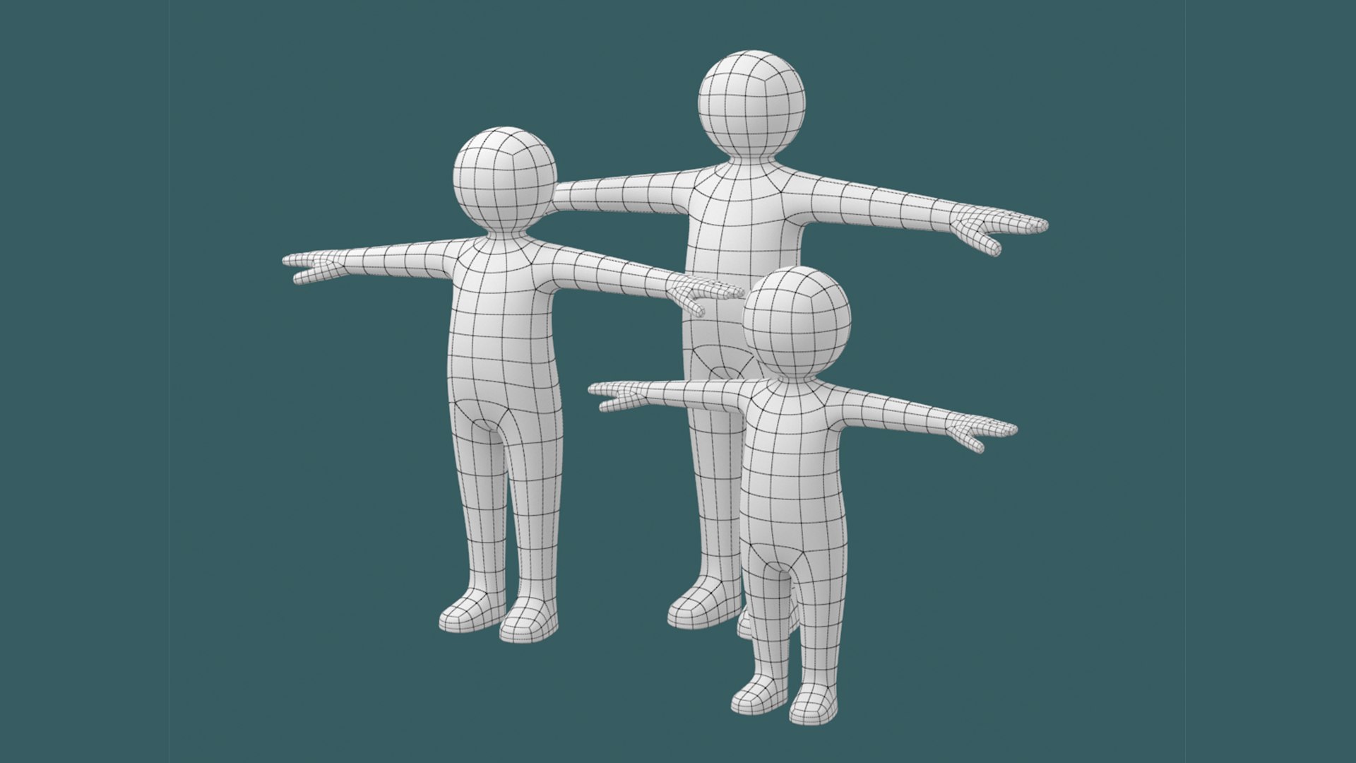 Stickman Kids In T-Pose BUNDLE Model - TurboSquid 2097120