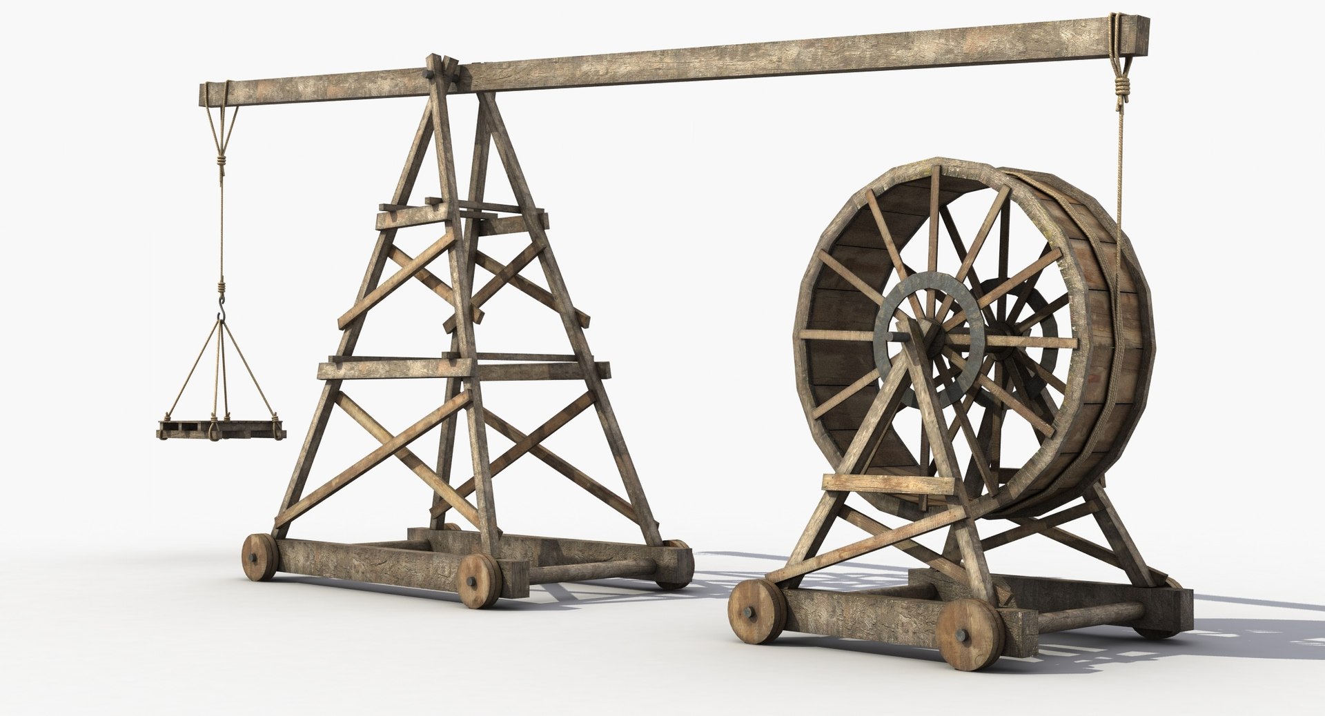 Old Wooden Crane 3d Model