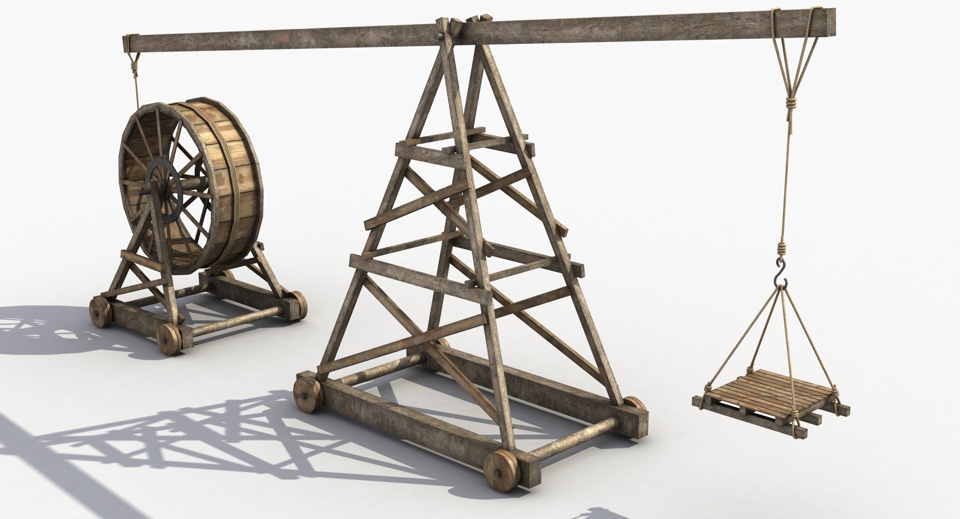 Old Wooden Crane 3d Model