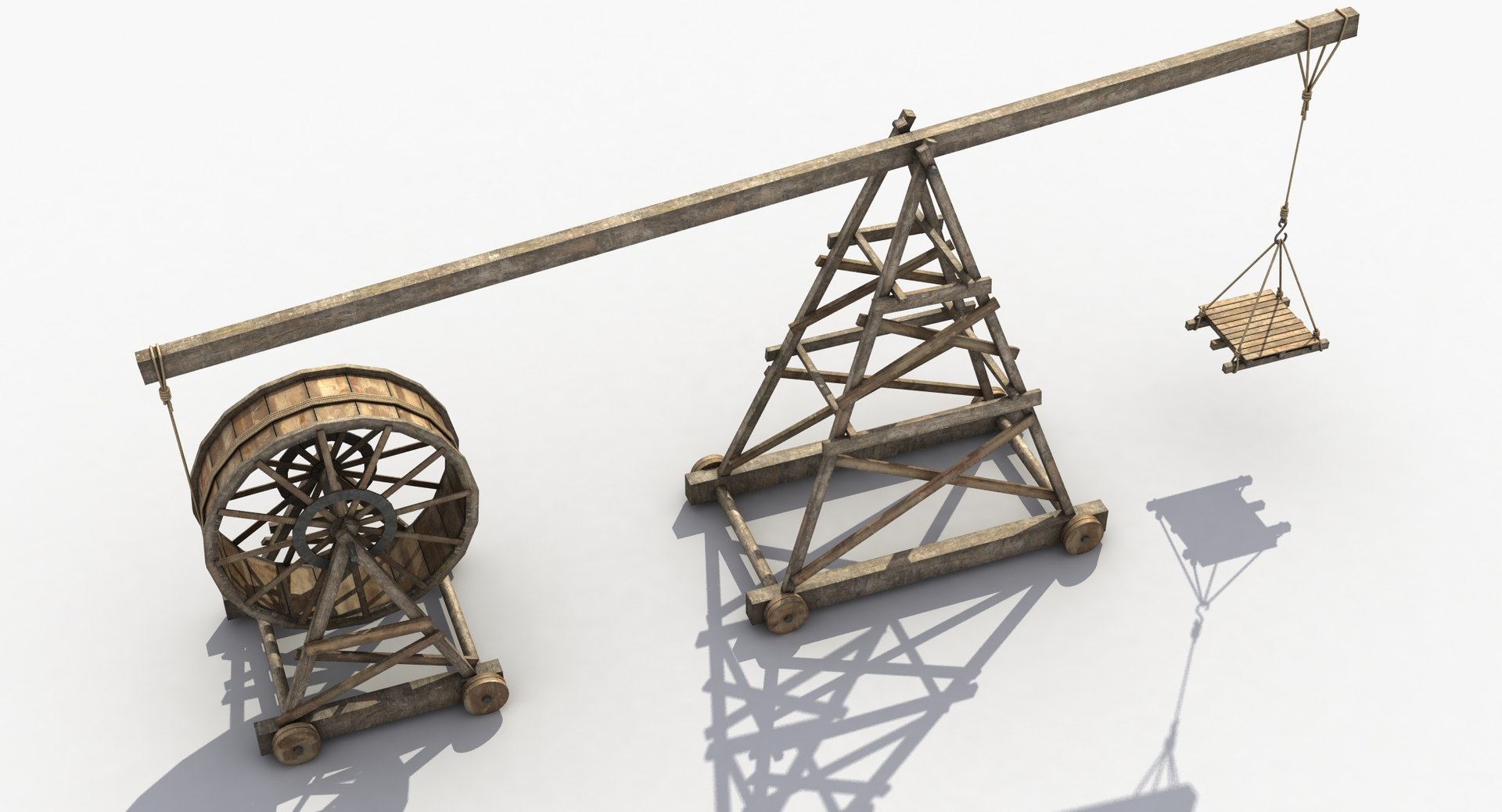 Old Wooden Crane 3d Model