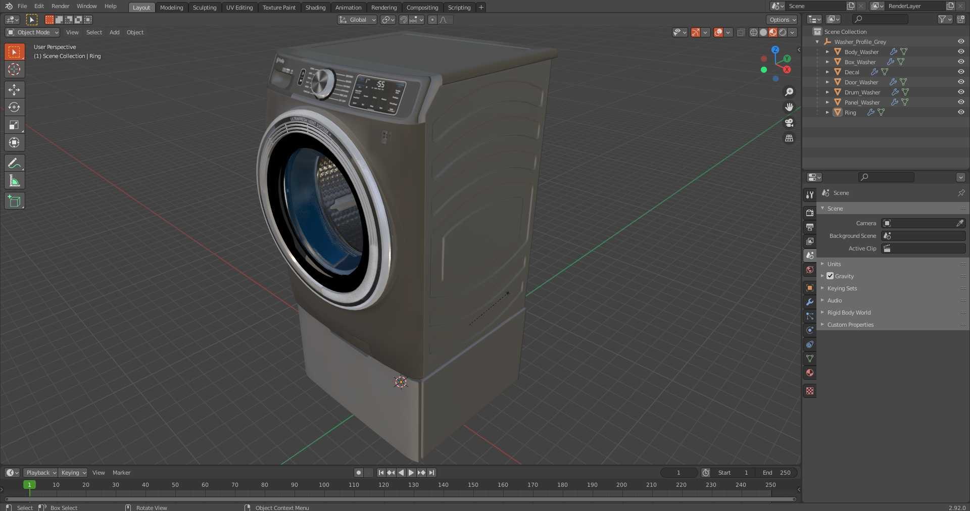 3D model Washer Profile Grey - TurboSquid 2177516