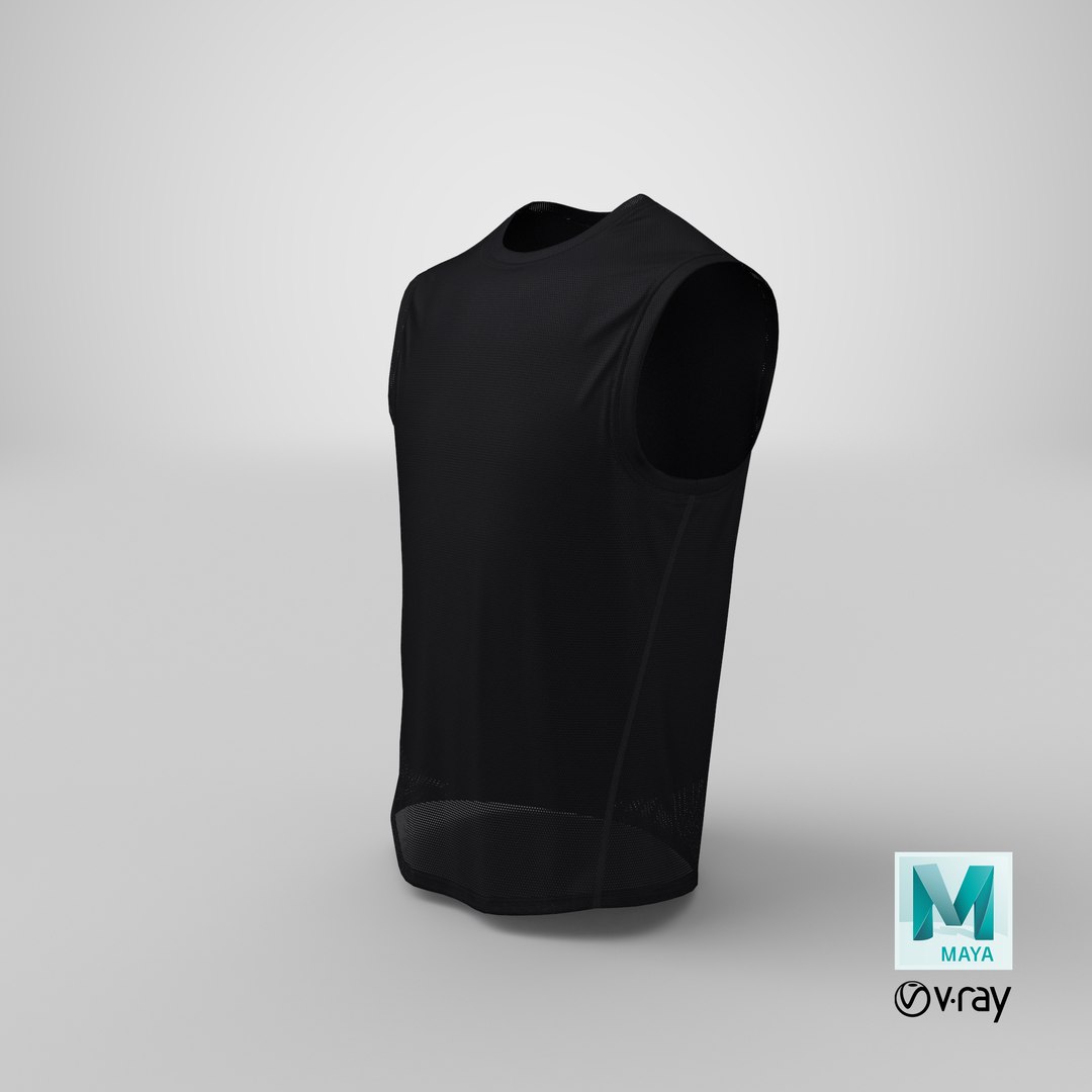 3D Tank Top Male Black PBR Model - TurboSquid 2056597
