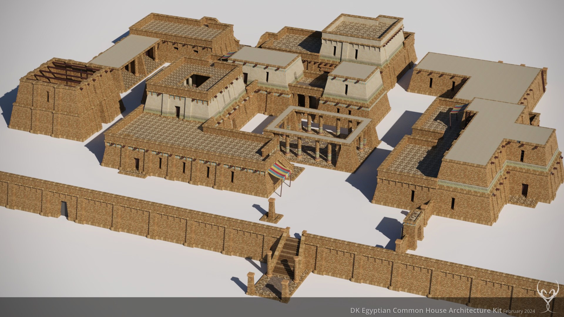 3D D Kit 02 Egyptian Common House Architecture Kit - TurboSquid 2197114