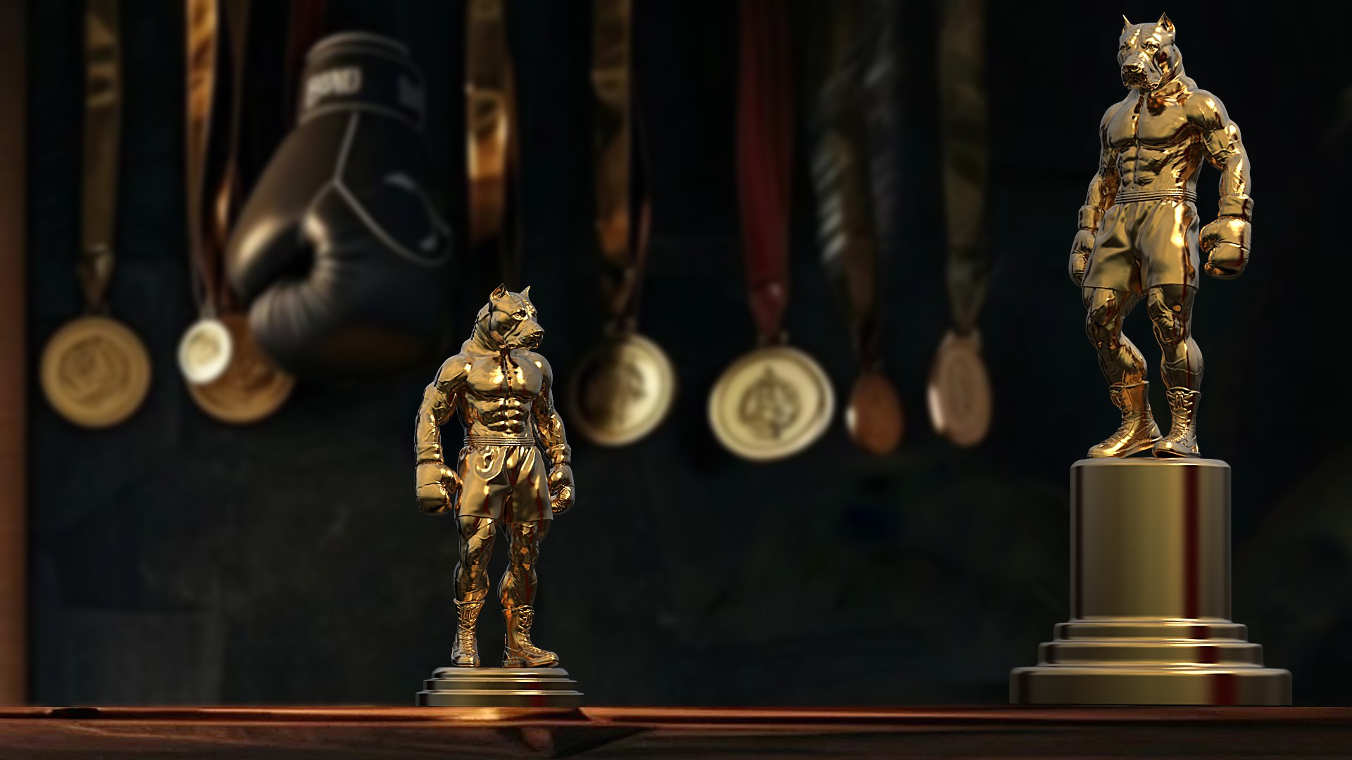 3D Model Pitbull Award Trophy For A Boxer - TurboSquid 2186496