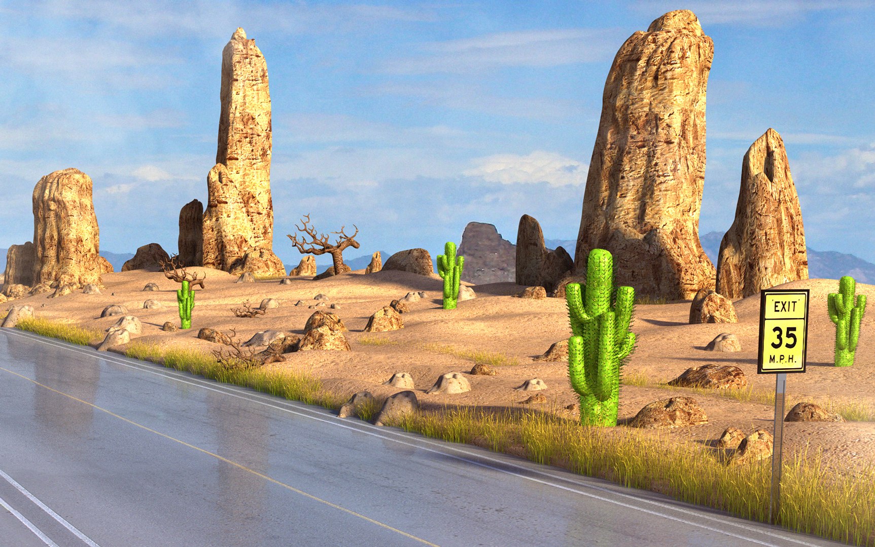 Road Cartoon Toon 3D - TurboSquid 1181612