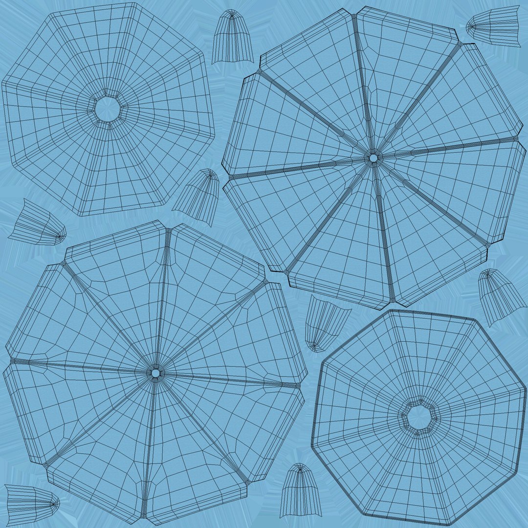 3D Two Detailed Patio Umbrellas Model - TurboSquid 2126721